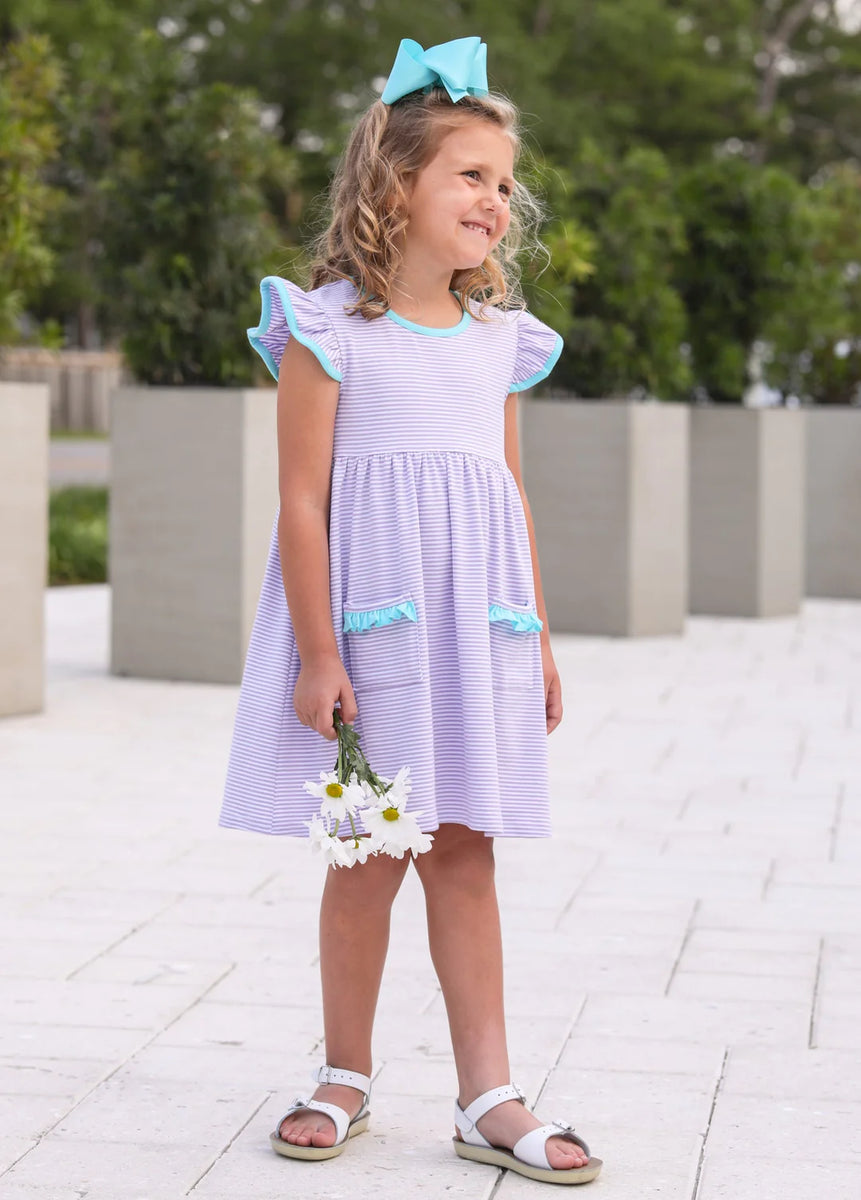 Lavender Stripe & Aqua Lucy Dress – Queen of Threads Monogramming