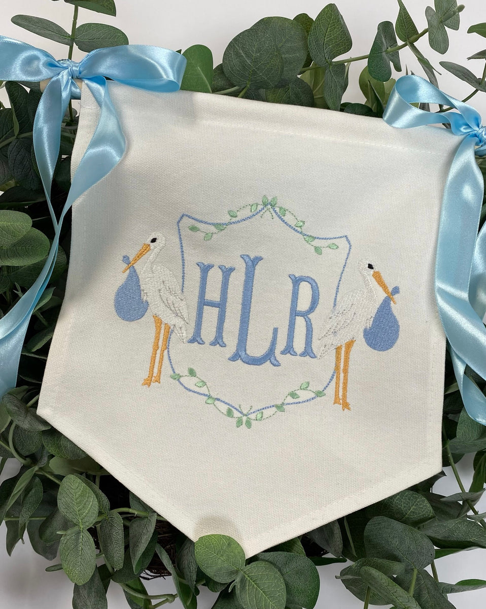 Monogrammed Baby Announcement Banner – Queen of Threads Monogramming