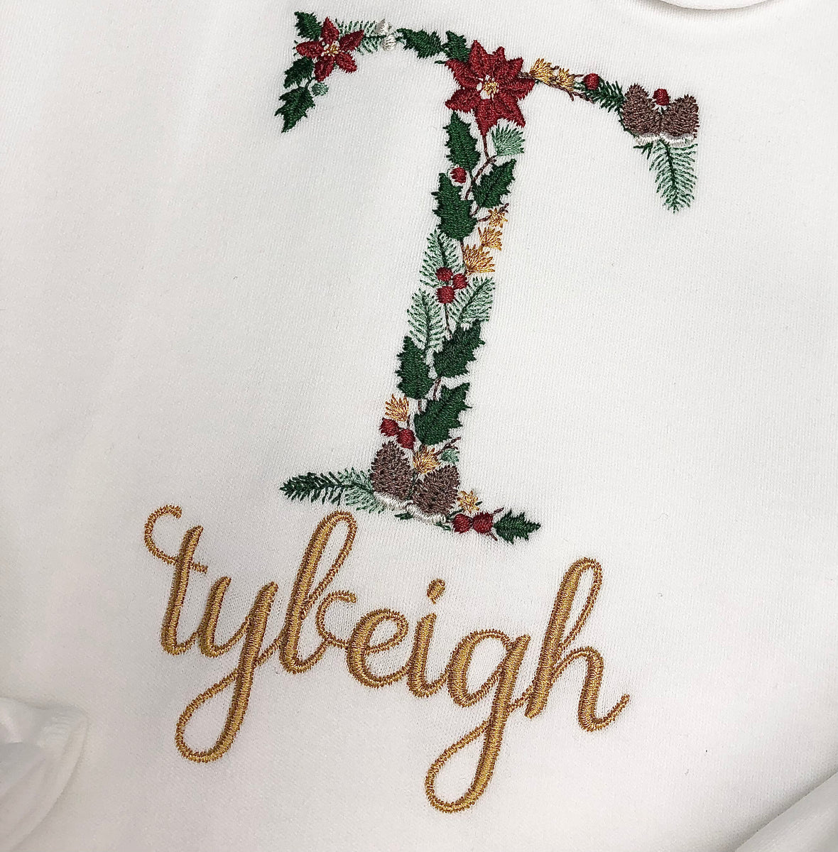 Christmas Greenery Floral Letter – Queen of Threads Monogramming